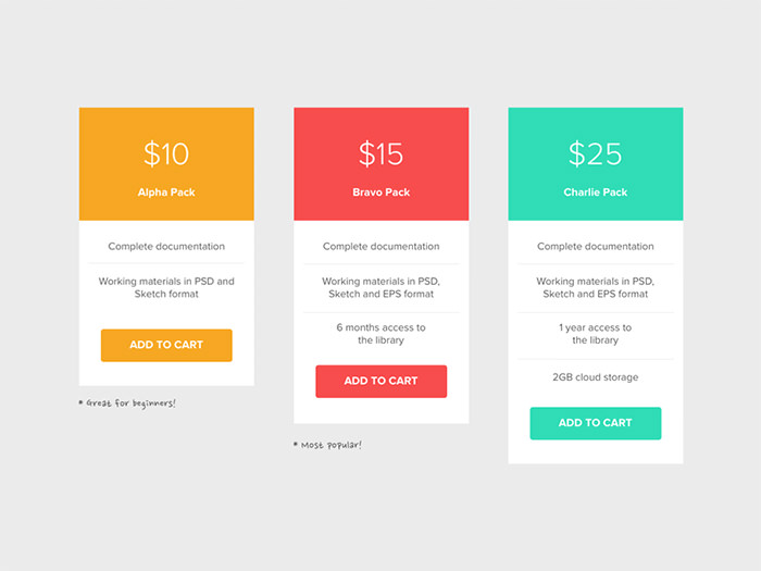 25 Creatively Designed Pricing Table Designs | DesignDrizzle | Free ...