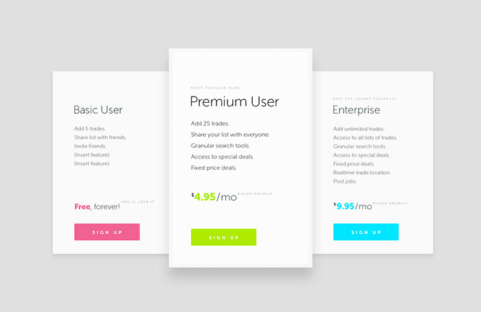25 Creatively Designed Pricing Table Designs | DesignDrizzle | Free ...